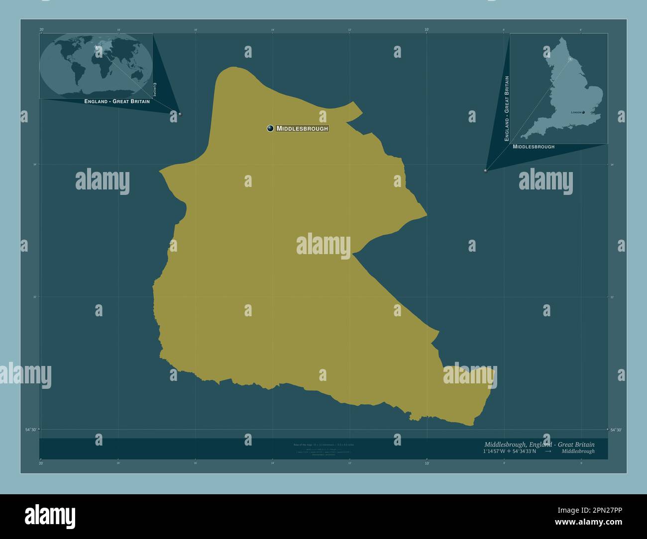 Middlesbrough, unitary authority of England - Great Britain. Solid ...