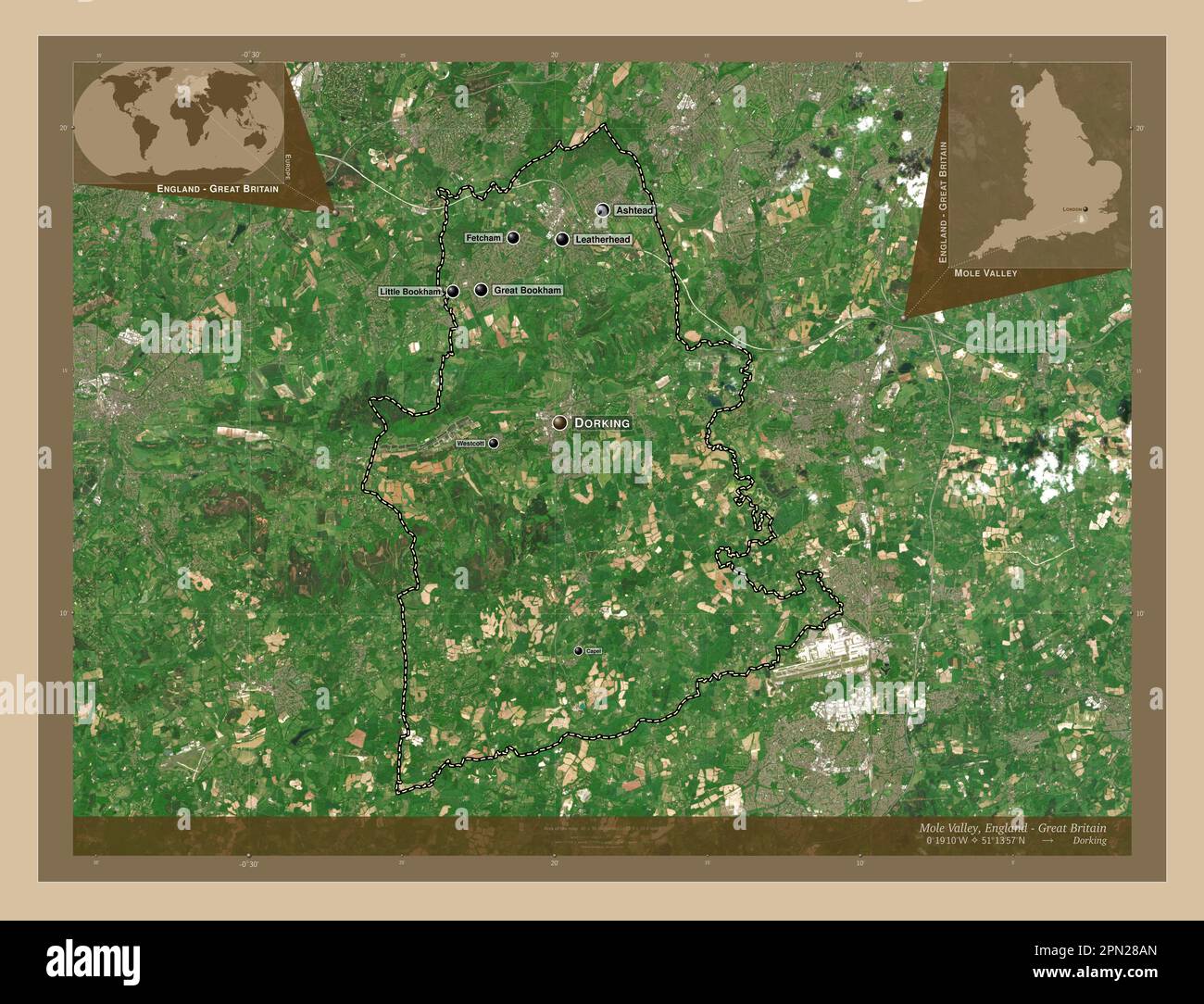 Mole Valley, non metropolitan district of England - Great Britain. Low ...