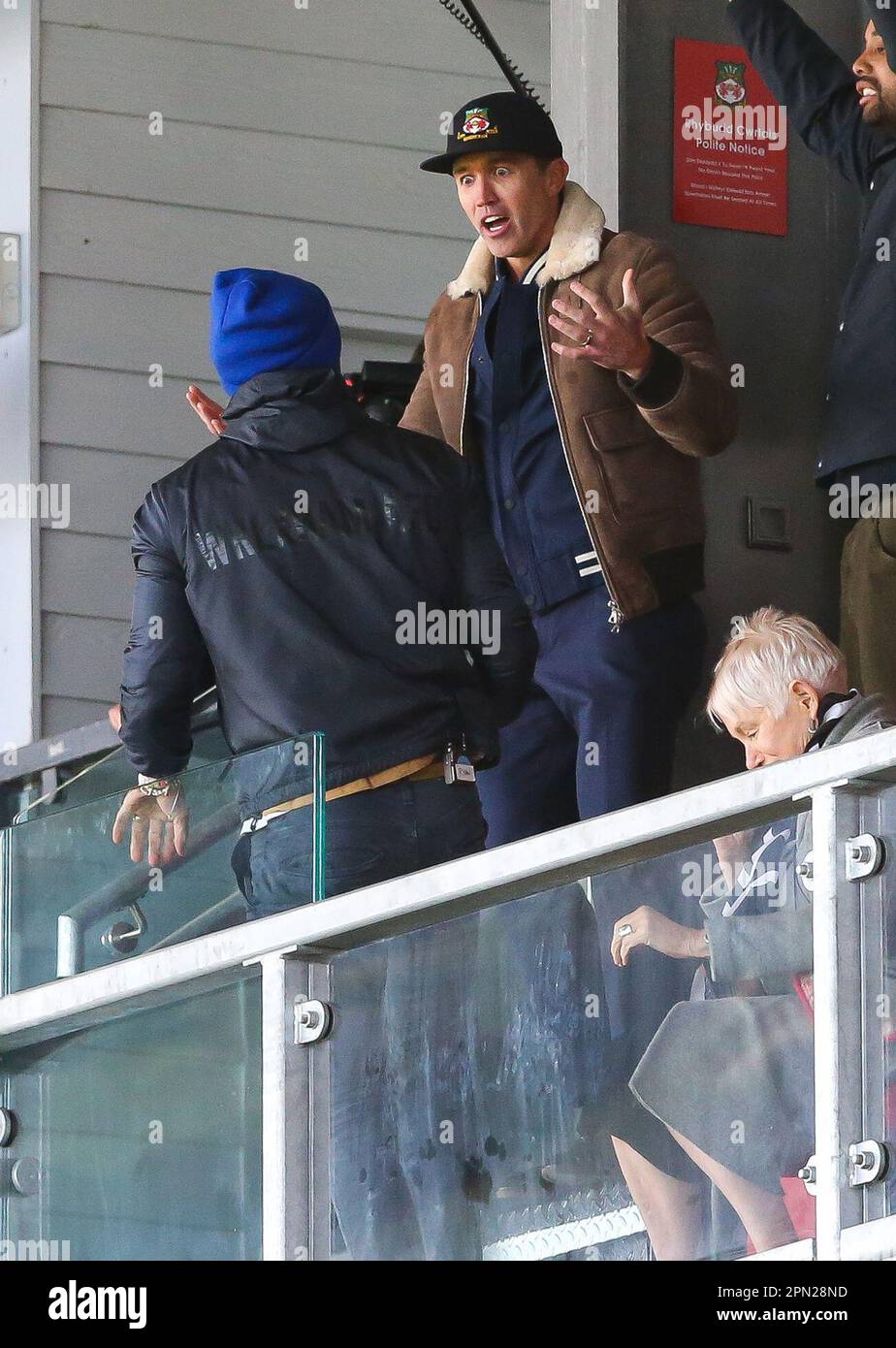 Wrexham owners Ryan Reynolds and Rob McElhenney in the stands during ...