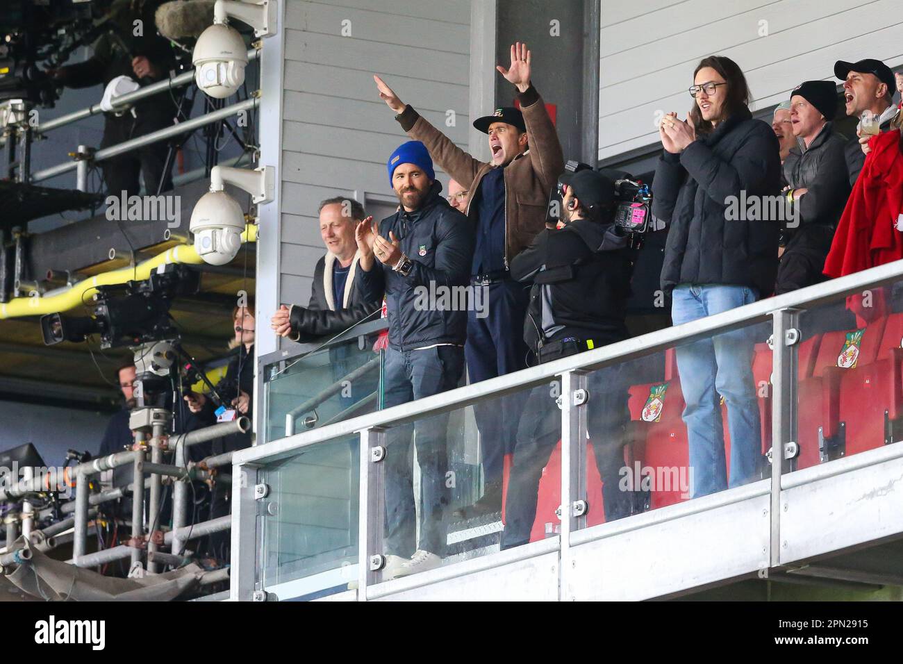 Wrexham owners Ryan Reynolds and Rob McElhenney in the stands during ...