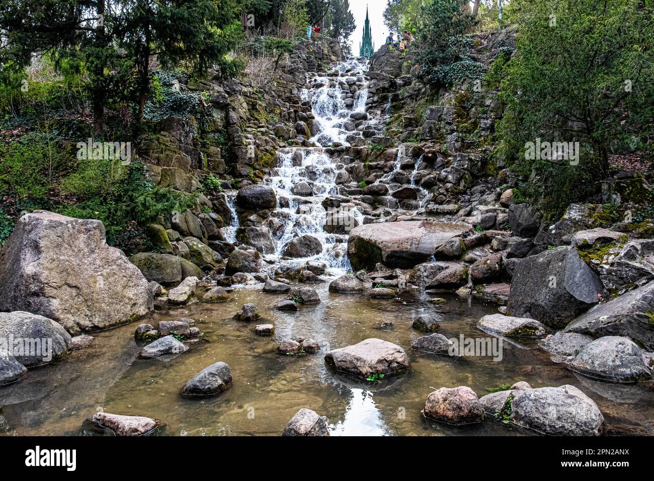 Viktoria Park waterfall on Kreuzberg Hill in Viktoriapark, Berlin ...