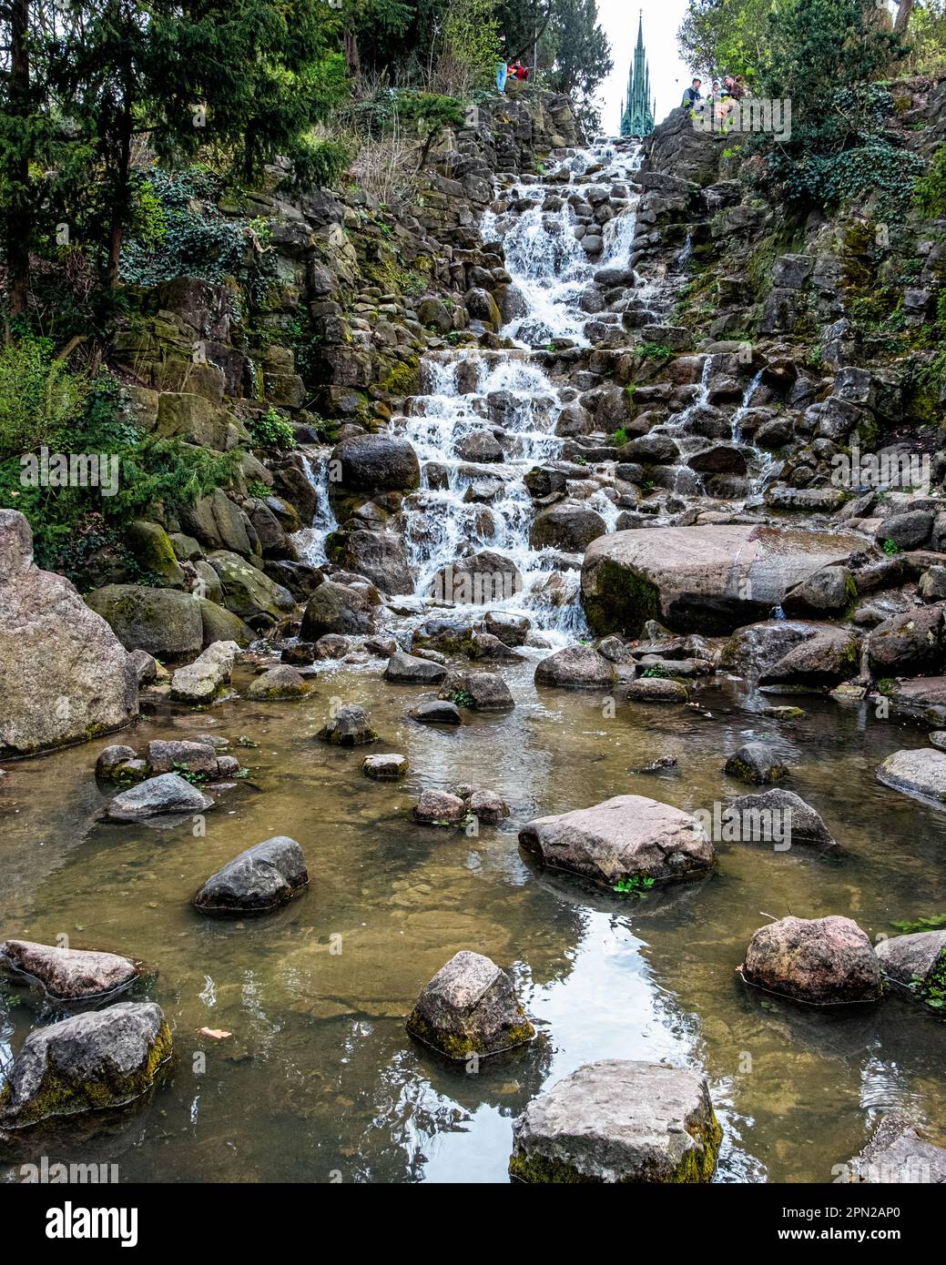 Viktoria Park waterfall on Kreuzberg Hill in Viktoriapark, Berlin ...