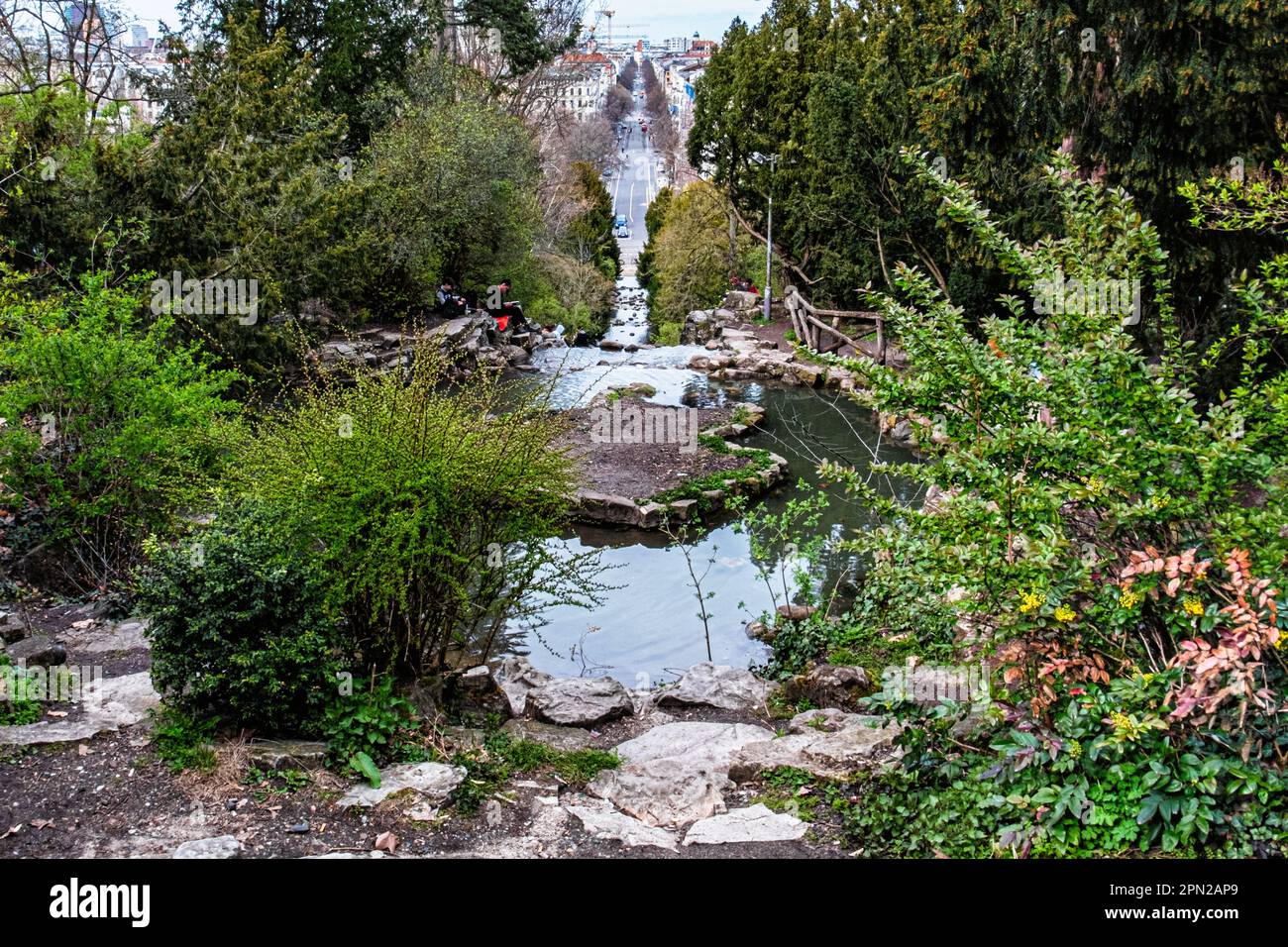 Viktoria Park waterfall on Kreuzberg Hill in Viktoriapark, Berlin ...