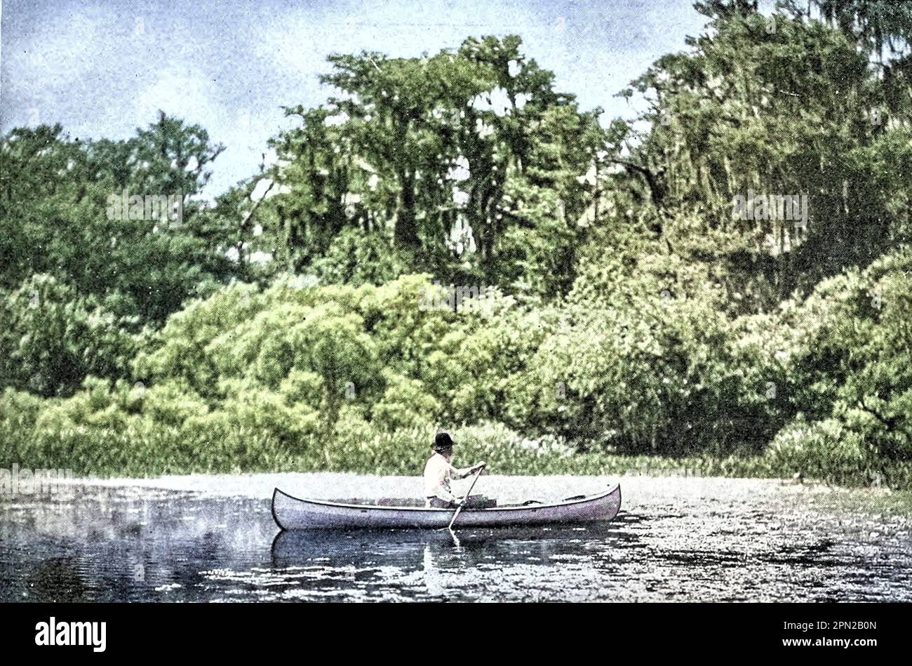 Machine colorized Canoeing in the Big Cypress from the book ' Highways ...