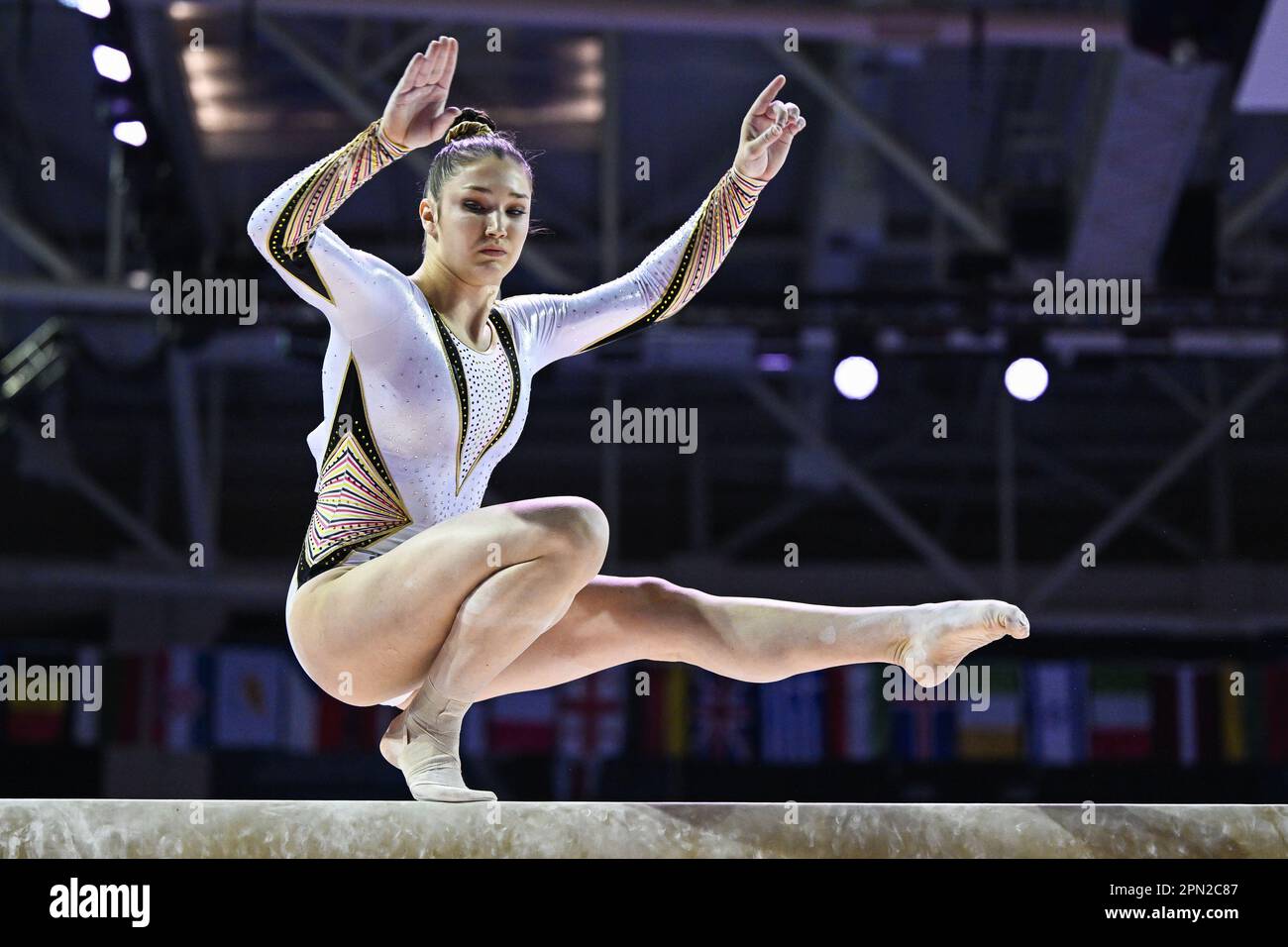 Antalya, Turkey. 16th Apr, 2023. Belgian gymnast Fien Enghels pictured ...