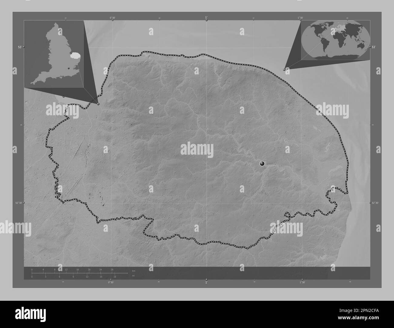 Norfolk, administrative county of England - Great Britain. Grayscale ...