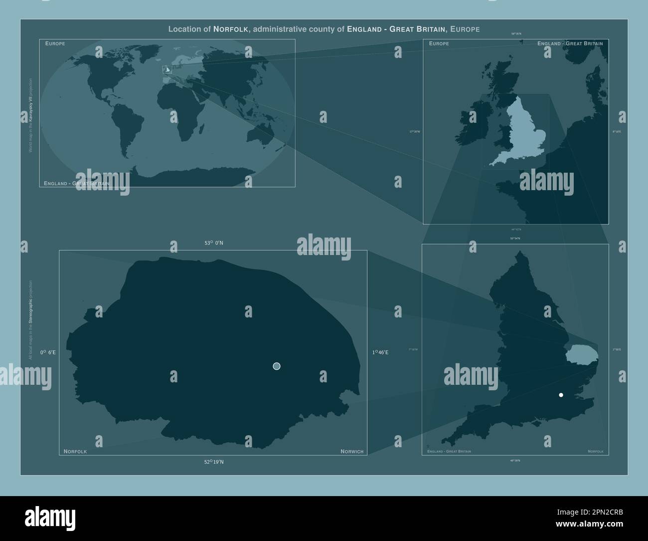 Norfolk, administrative county of England - Great Britain. Diagram ...