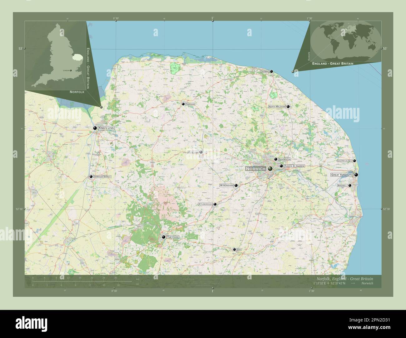 Norfolk, administrative county of England - Great Britain. Open Street ...