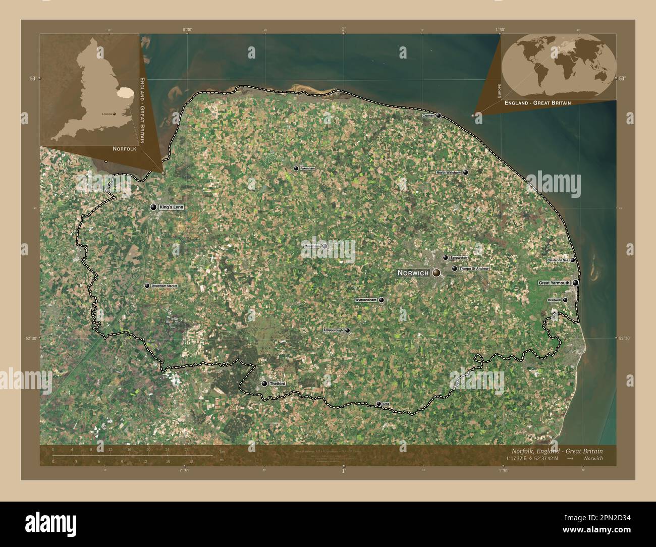 Norfolk, administrative county of England - Great Britain. Low ...