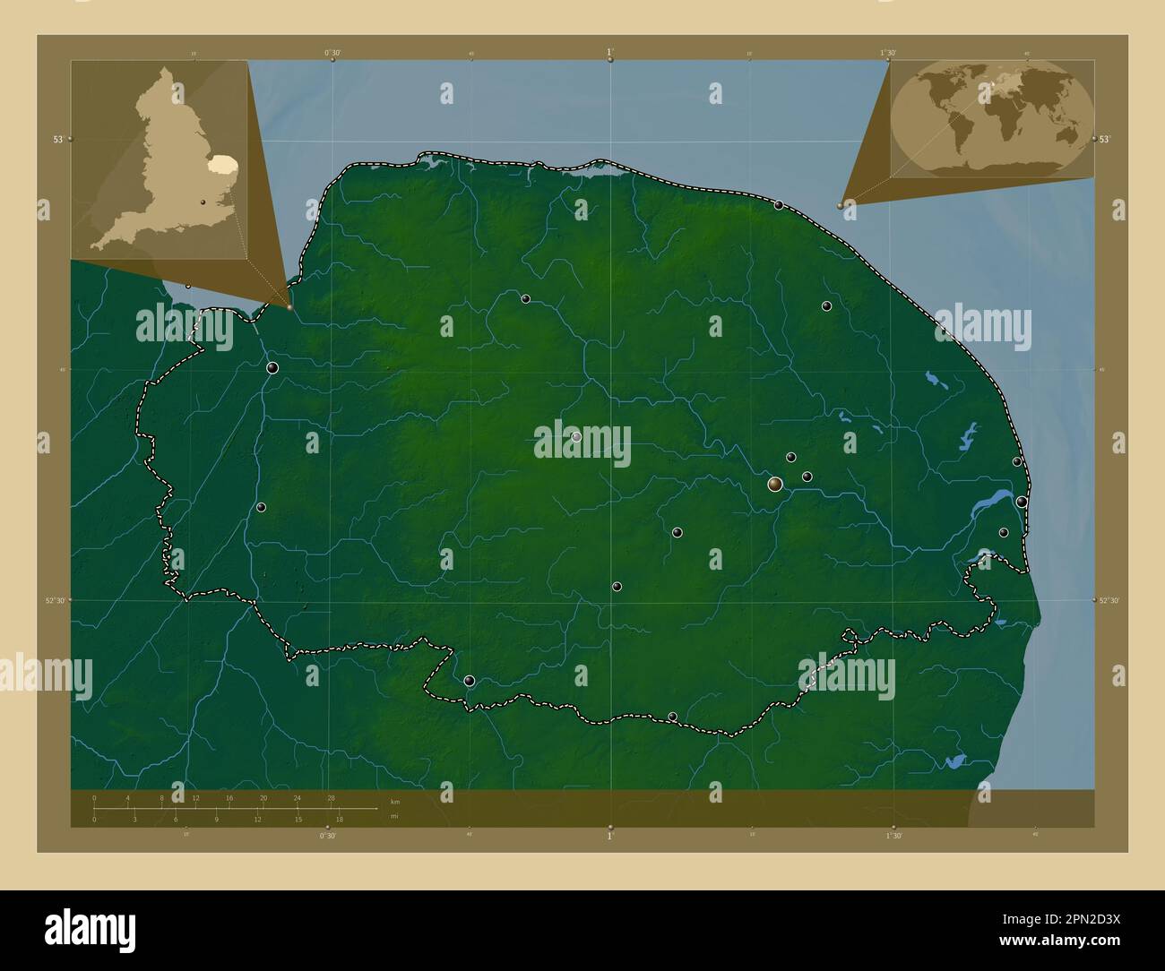 Norfolk, administrative county of England - Great Britain. Colored ...