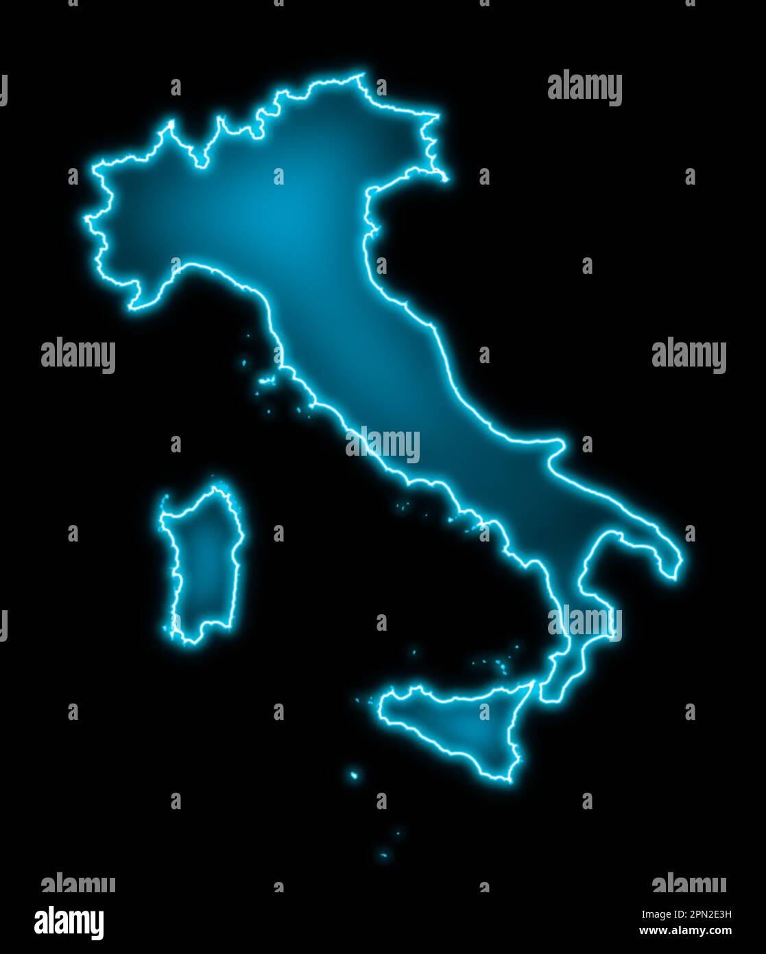 italy map blue glow futuristic design Stock Photo - Alamy