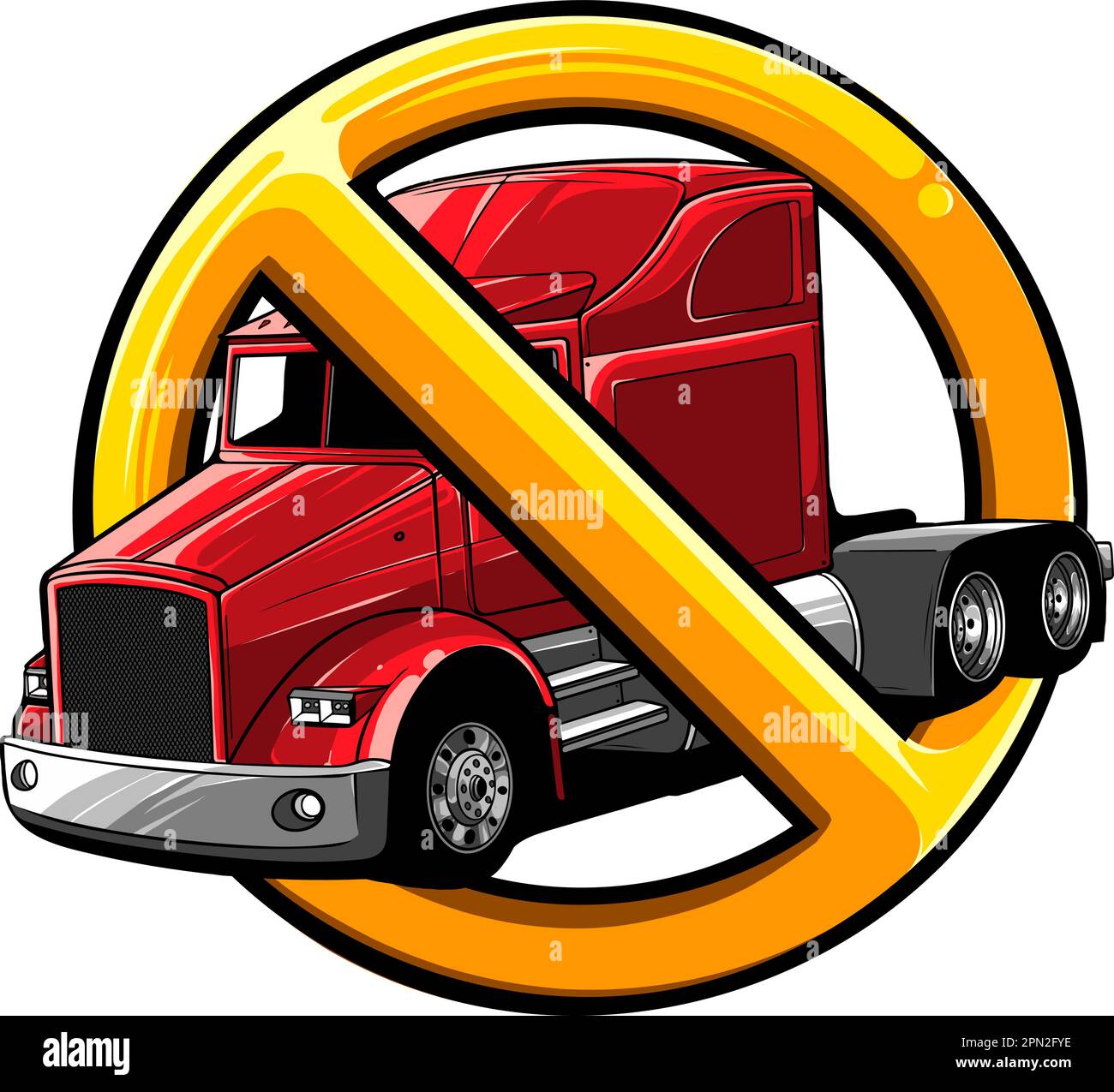 vector illustration of no truck sign on white background. digital draw ...