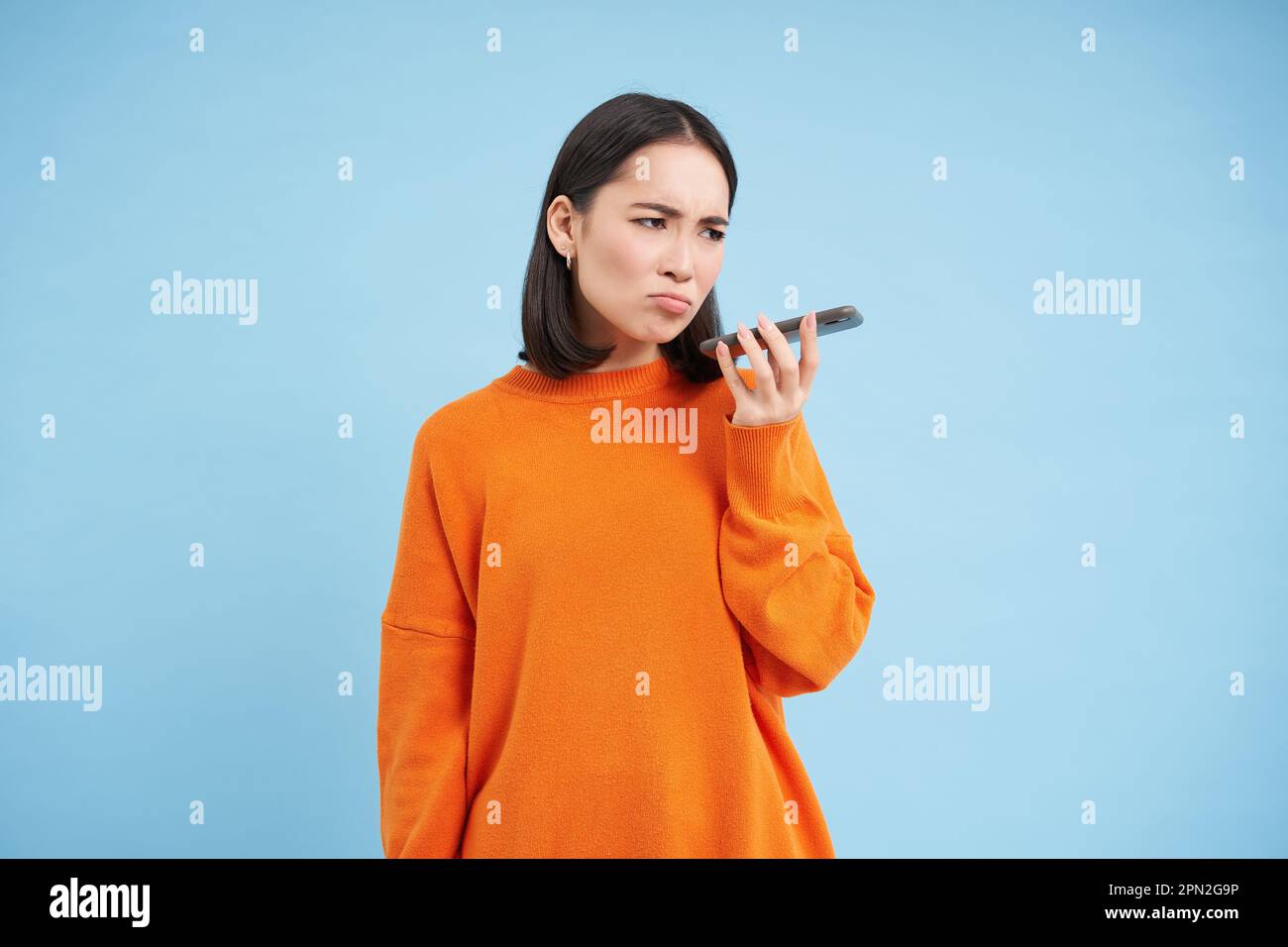 Sad chinese girl records voice message, complains to someone, talking ...