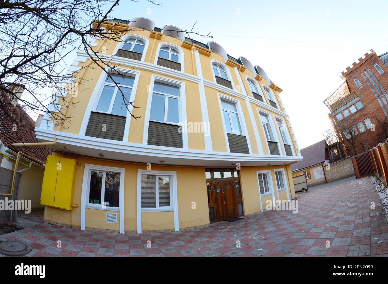 Building, main entrance and yard of the Islamic culture centre, mosque ...