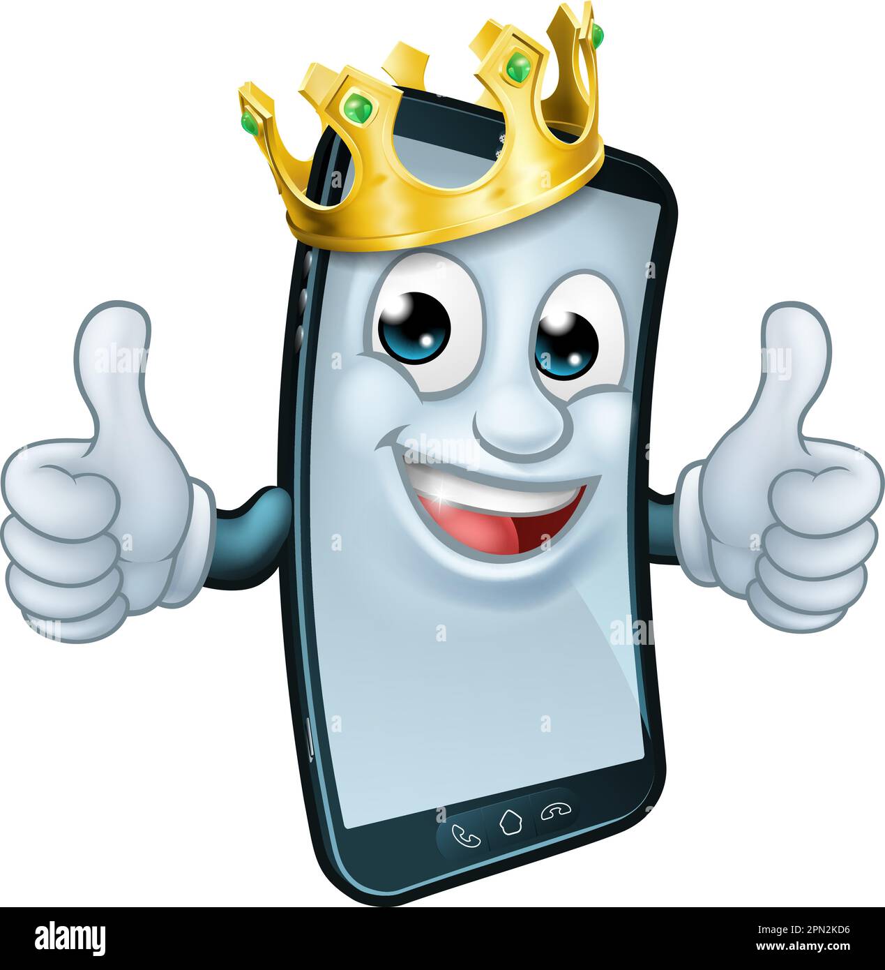 Mobile Phone King Crown Thumbs Up Cartoon Mascot Stock Vector Image ...