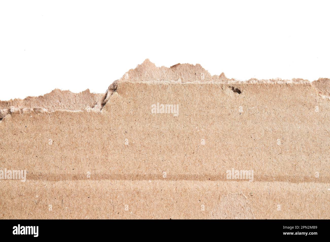 One ripped piece of cardboard material over isolated white background ...