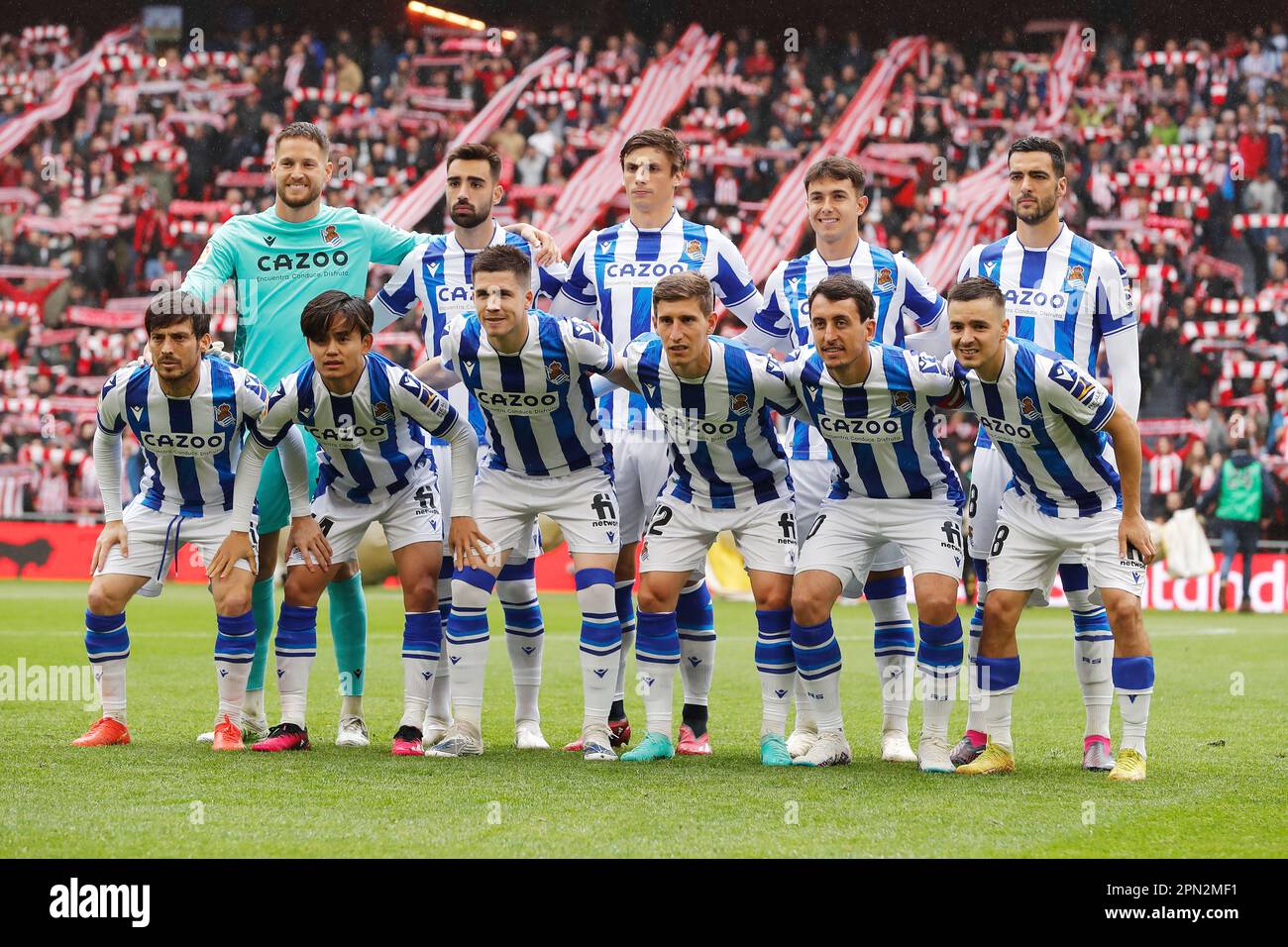 Bilbao, Spain. 15th Apr, 2023. Real Sociedad team group line-up ...