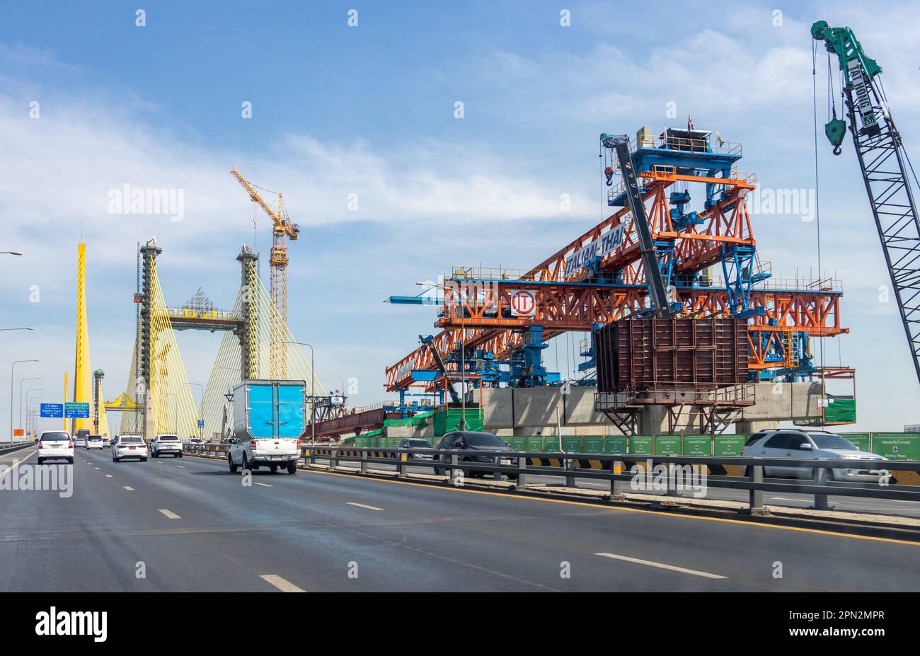 SAMUT PRAKAN, THAILAND, JAN 21 2023, Construction of a new bridge ...