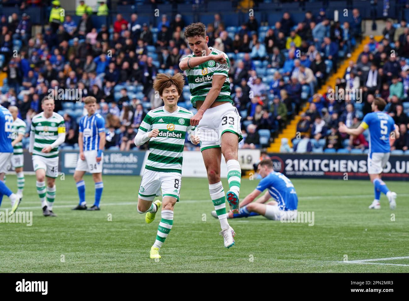 Celtic’s Matthew O’Riley celebrates after scoring their sides foruth ...