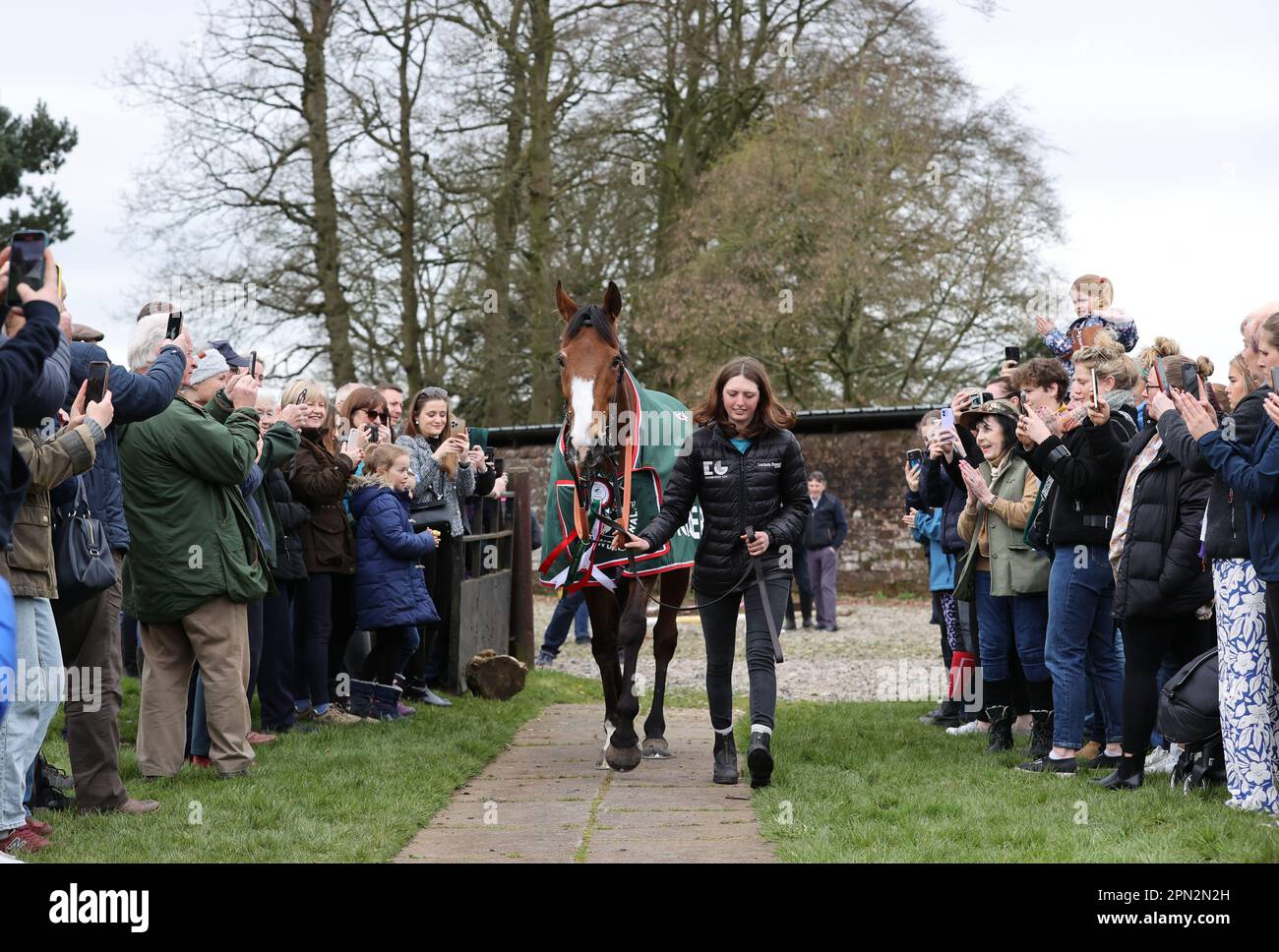Corach Rambler is presented to crowds during the Randox Grand National ...