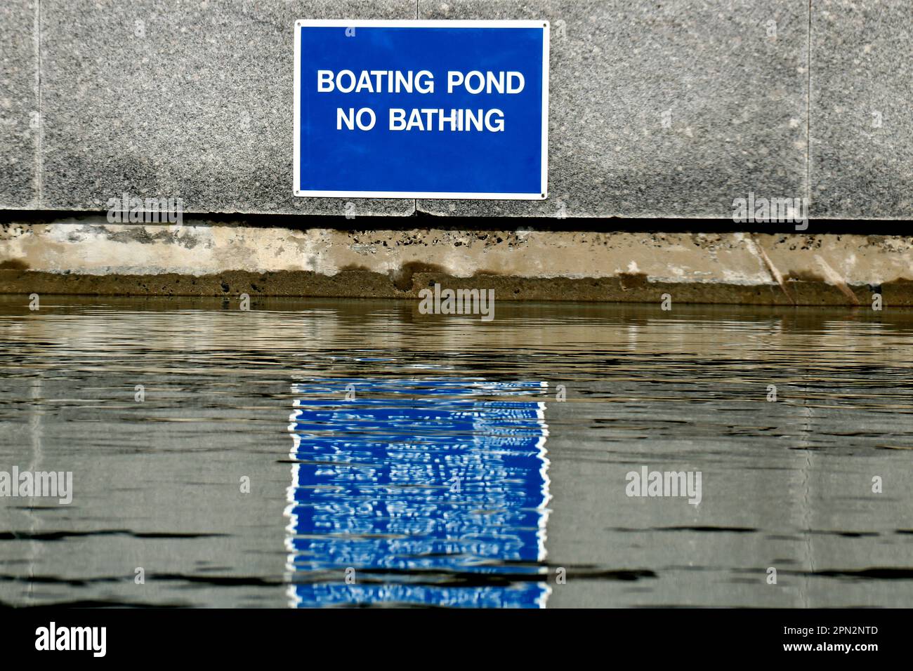 No bathing sign situated at a public park boating pond Stock Photo - Alamy