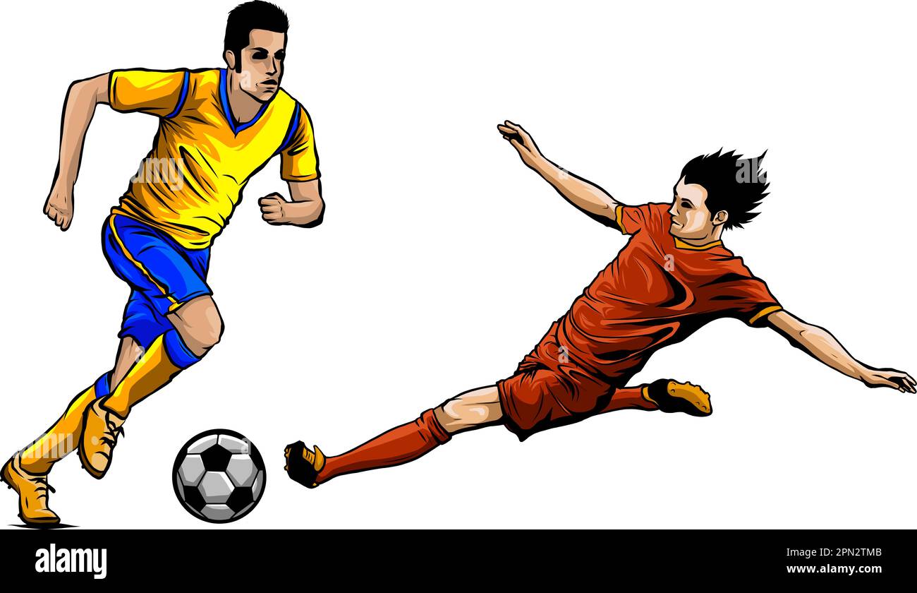 kick the ball soccer vector illustration. digital hand draw design ...