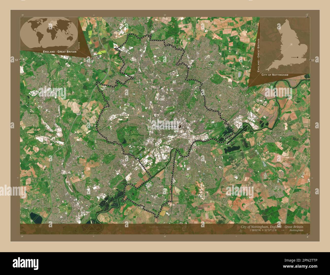 City of Nottingham, unitary authority of England - Great Britain. Low ...