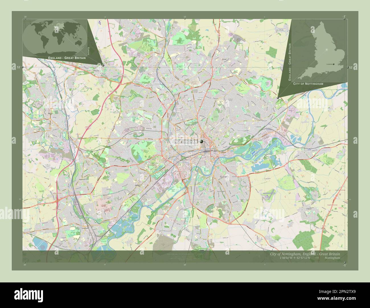 City of Nottingham, unitary authority of England - Great Britain. Open ...