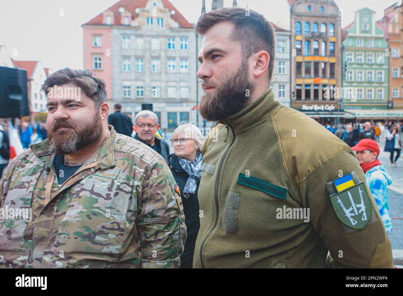 April 15, 2023, Wroclaw, Wroclaw, Poland: ''Through the war'' - The exhibition shows the crimes ...