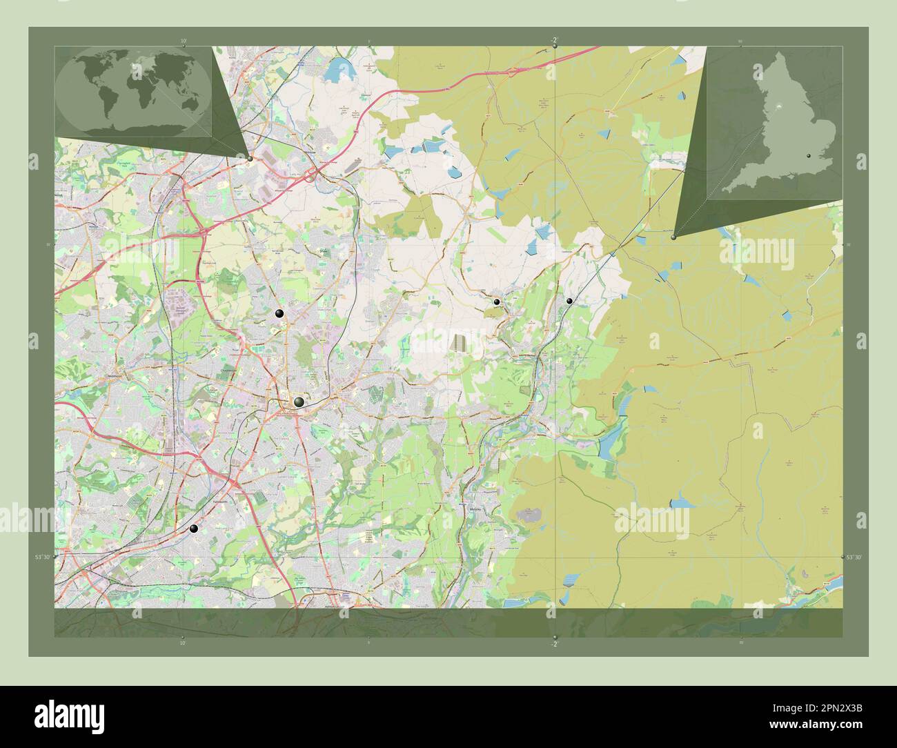Oldham, administrative county of England - Great Britain. Open Street ...