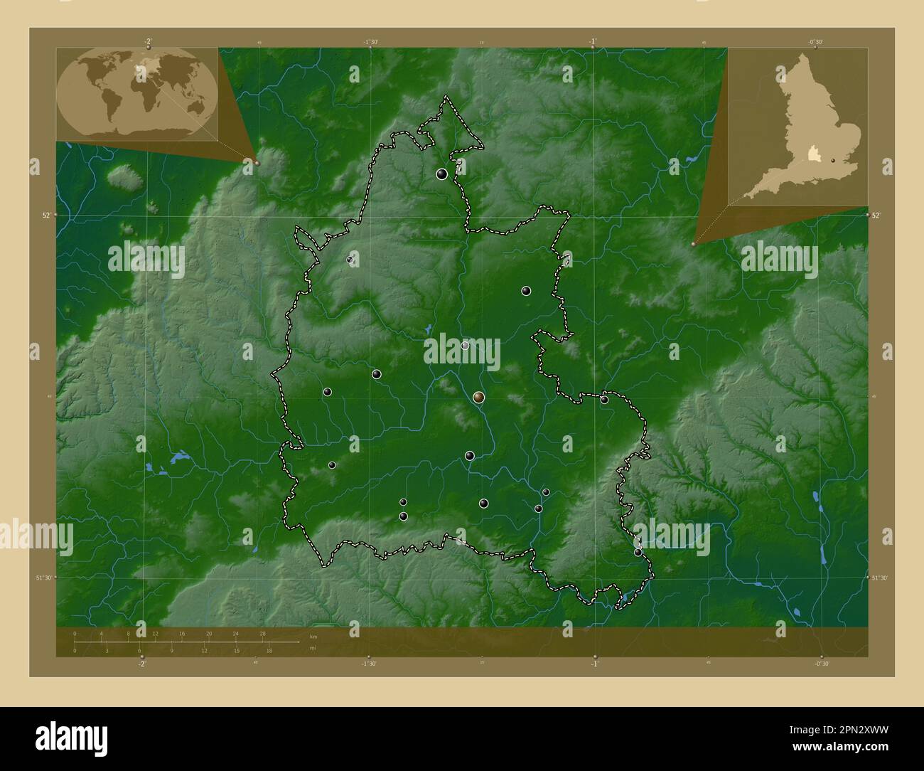 Oxfordshire, administrative county of England - Great Britain. Colored ...