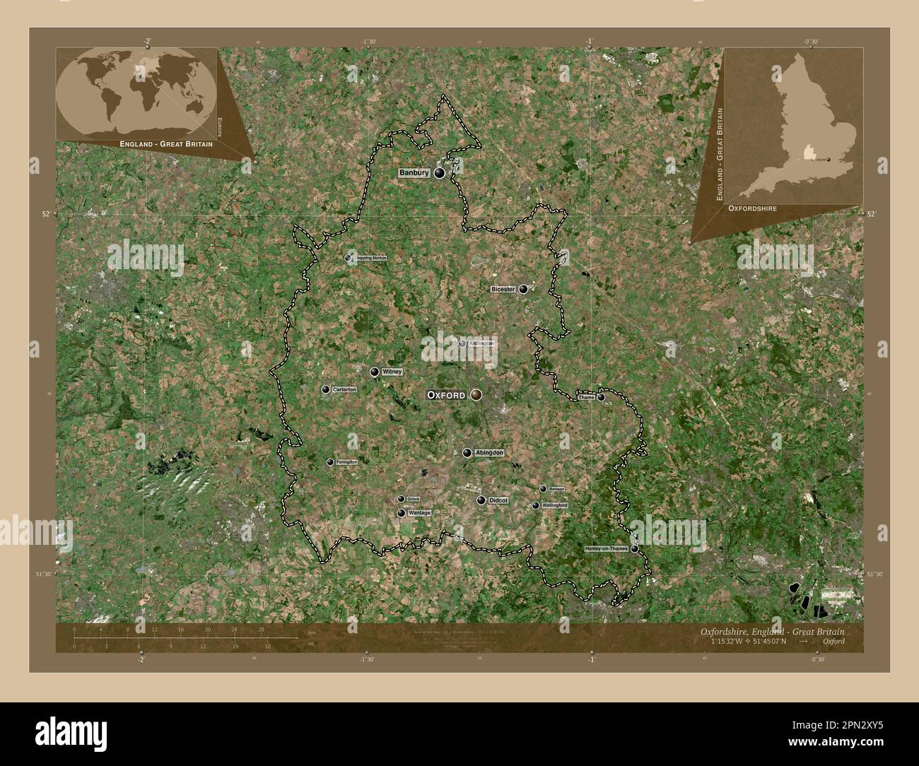 Oxfordshire, administrative county of England - Great Britain. Low ...