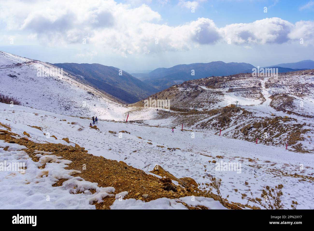 Neve Ativ, Israel - January 18, 2023: View of snowy landscape of Mount ...