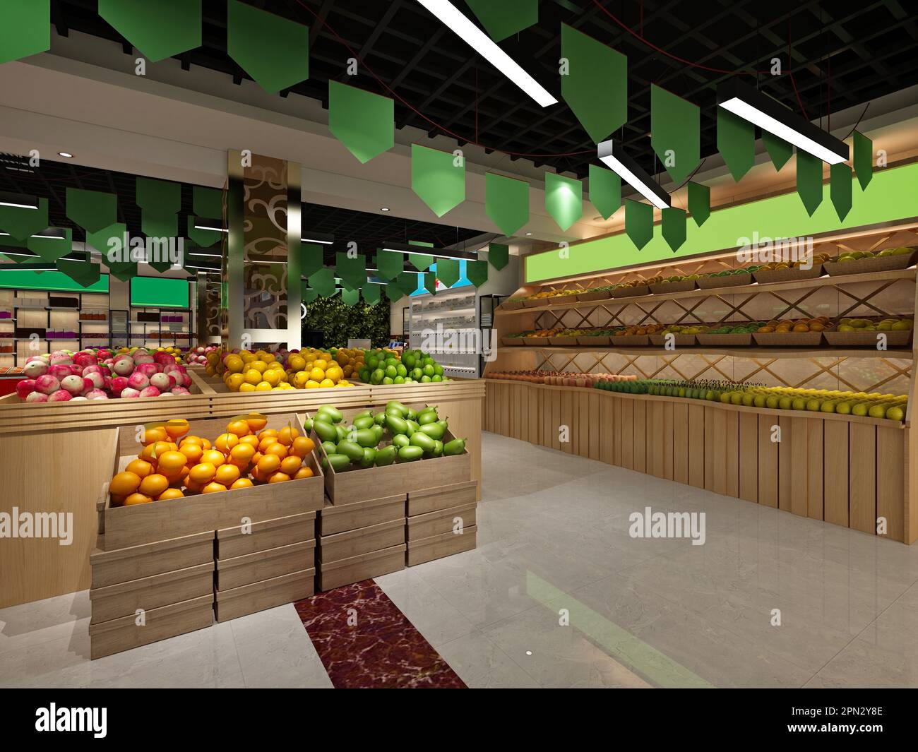 Grocery vegetables and fruits, 3d rendering Stock Photo - Alamy