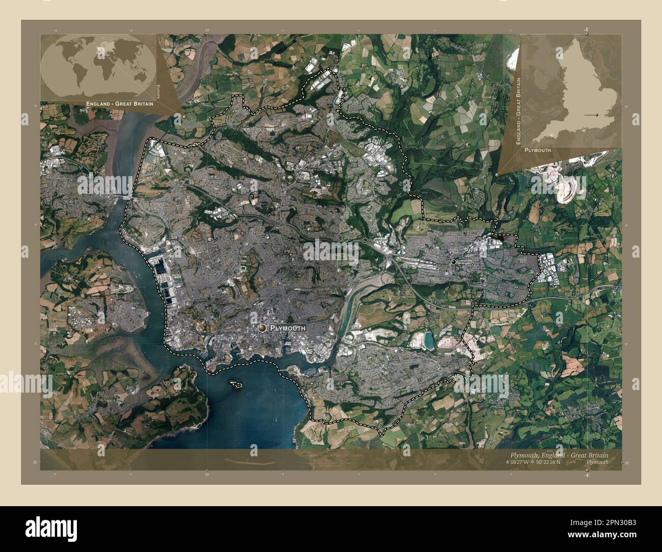 Plymouth, unitary authority of England - Great Britain. High resolution ...