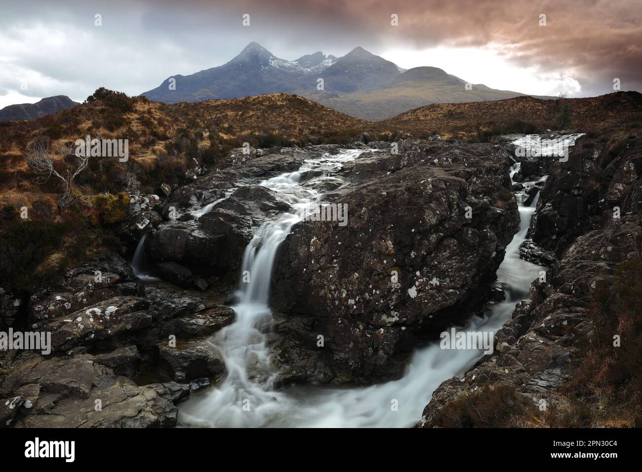 Beautiful Waterfall at Sligachan, Isle of Skye, Scotland, UK Stock ...