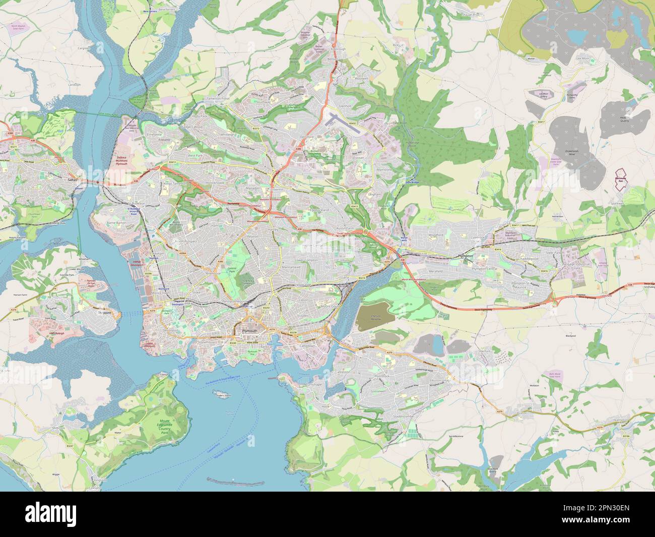 Plymouth, unitary authority of England - Great Britain. Open Street Map ...