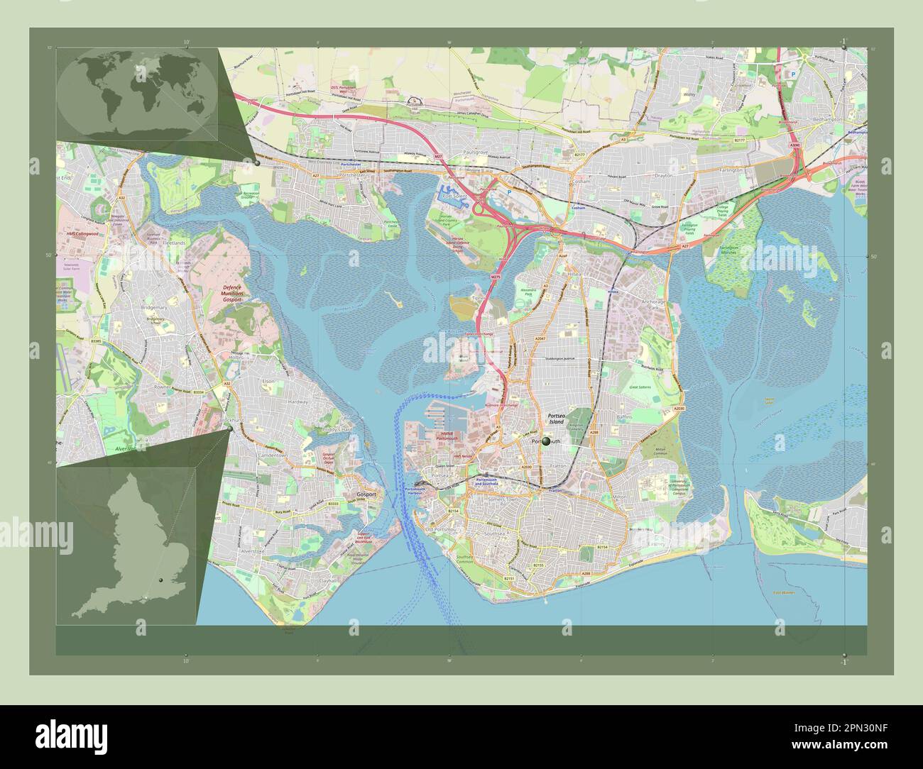 Portsmouth, unitary authority of England - Great Britain. Open Street ...