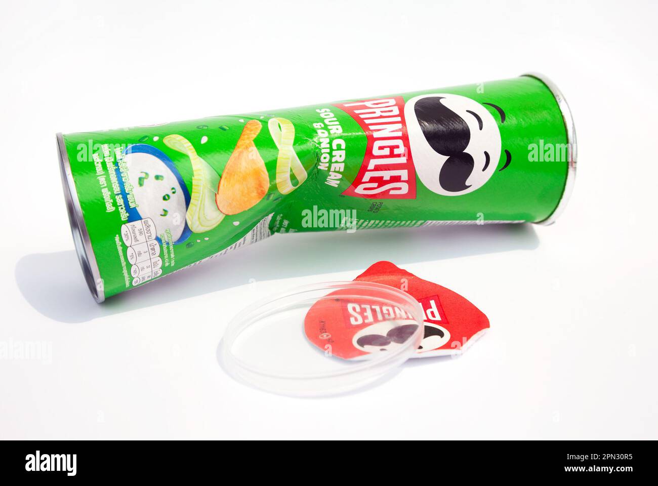 Ho Chi Minh City, Vietnam - April 16, 2023: Crushed potato chips can ...