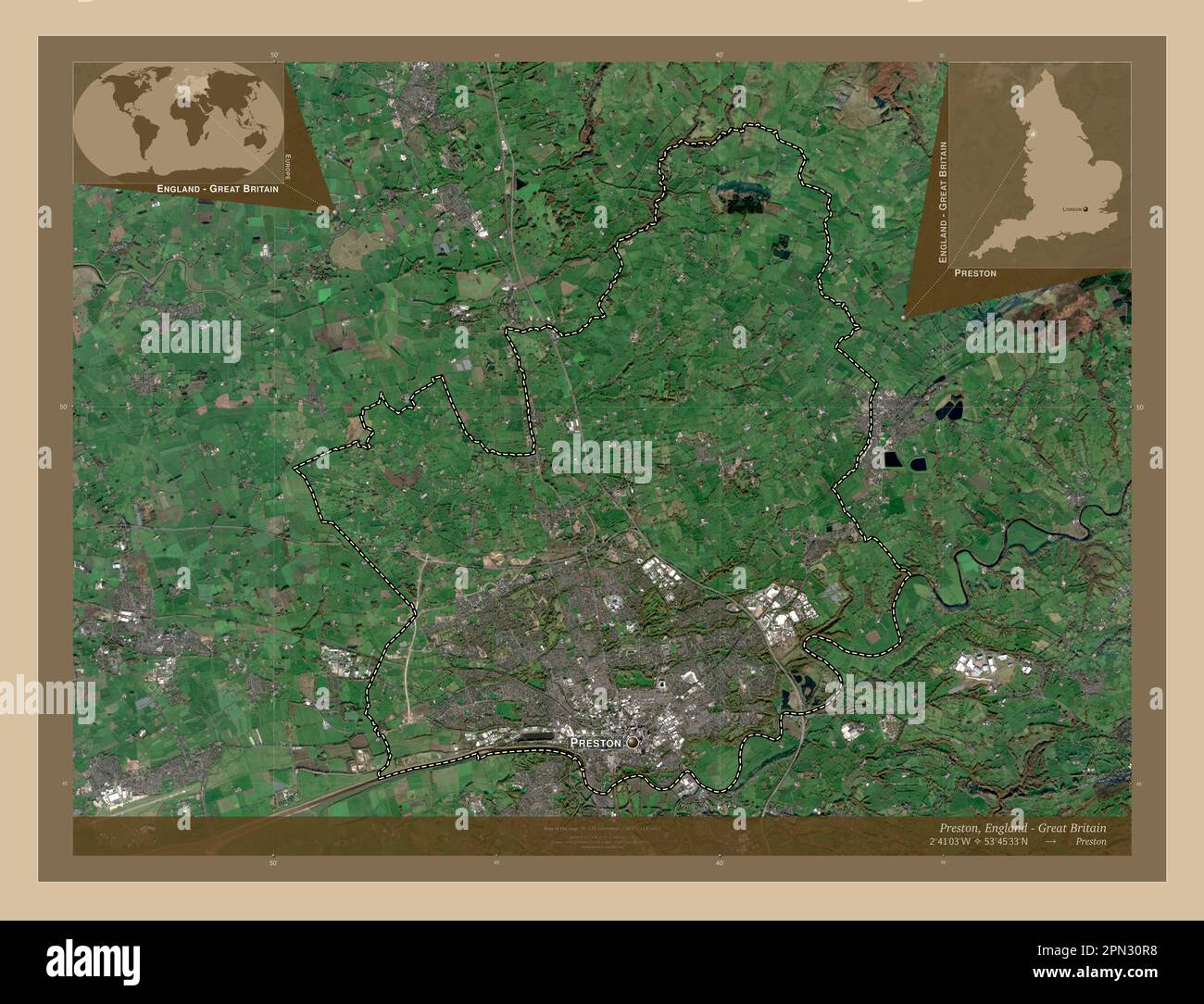 Preston, non metropolitan district of England - Great Britain. Low ...
