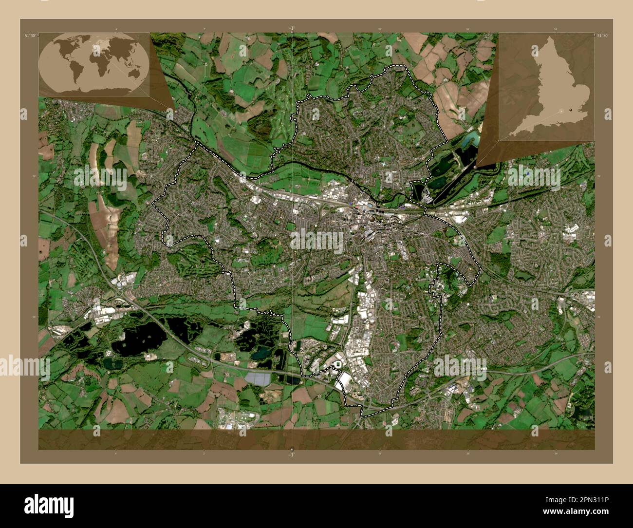 Reading, administrative county of England - Great Britain. Low ...
