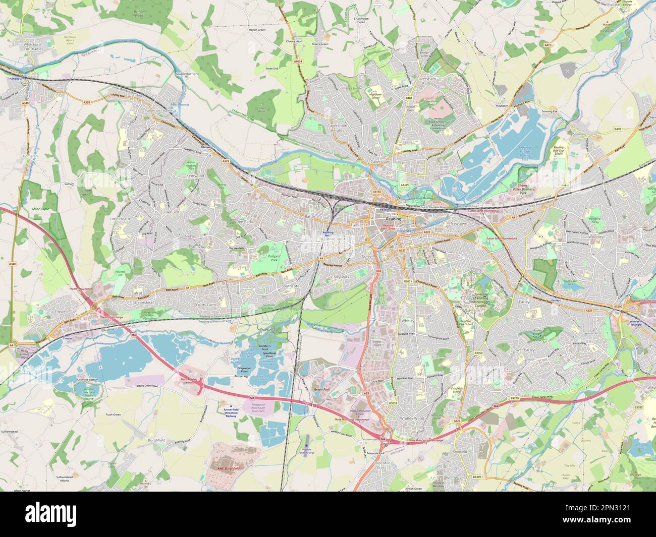 Reading, administrative county of England - Great Britain. Open Street ...