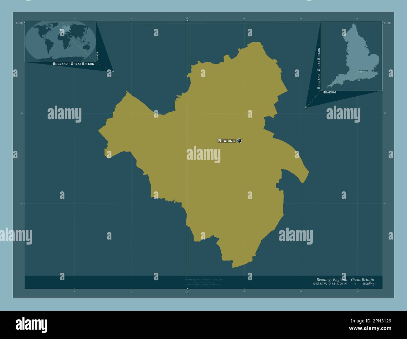 Reading, administrative county of England - Great Britain. Solid color ...