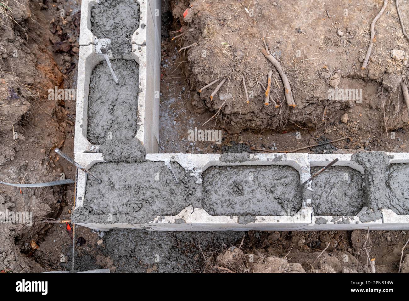 concrete foundations. construction of a family house Stock Photo - Alamy