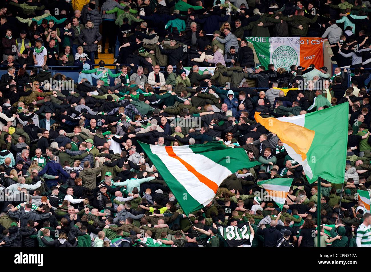 Celtic fans seen bouncing during the cinch Premiership match at The ...