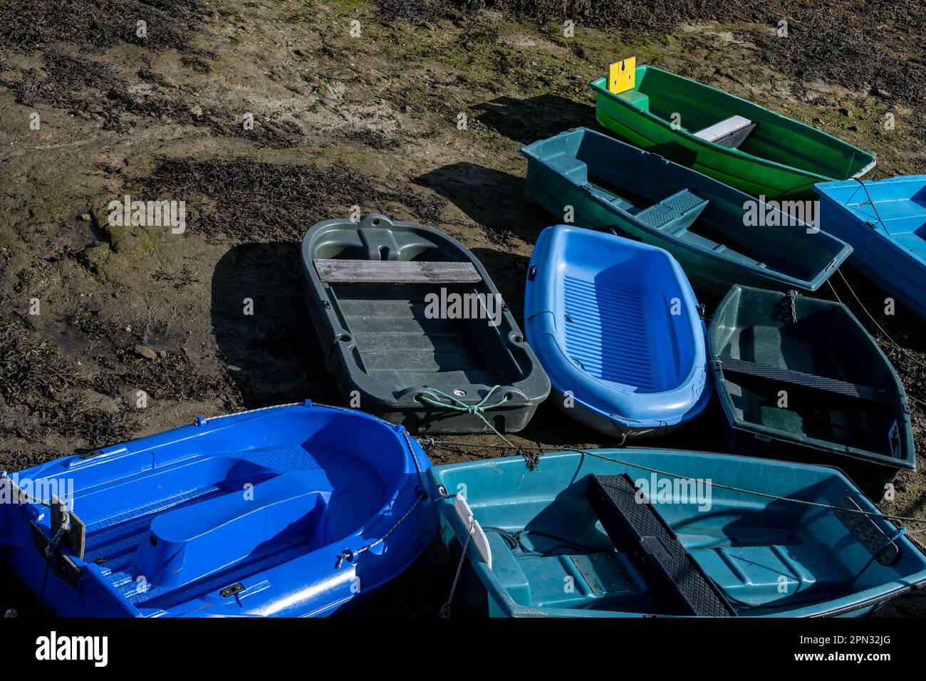 Small Boats In The Harbor Of Finistere City Guilvinec At The Coast Of ...
