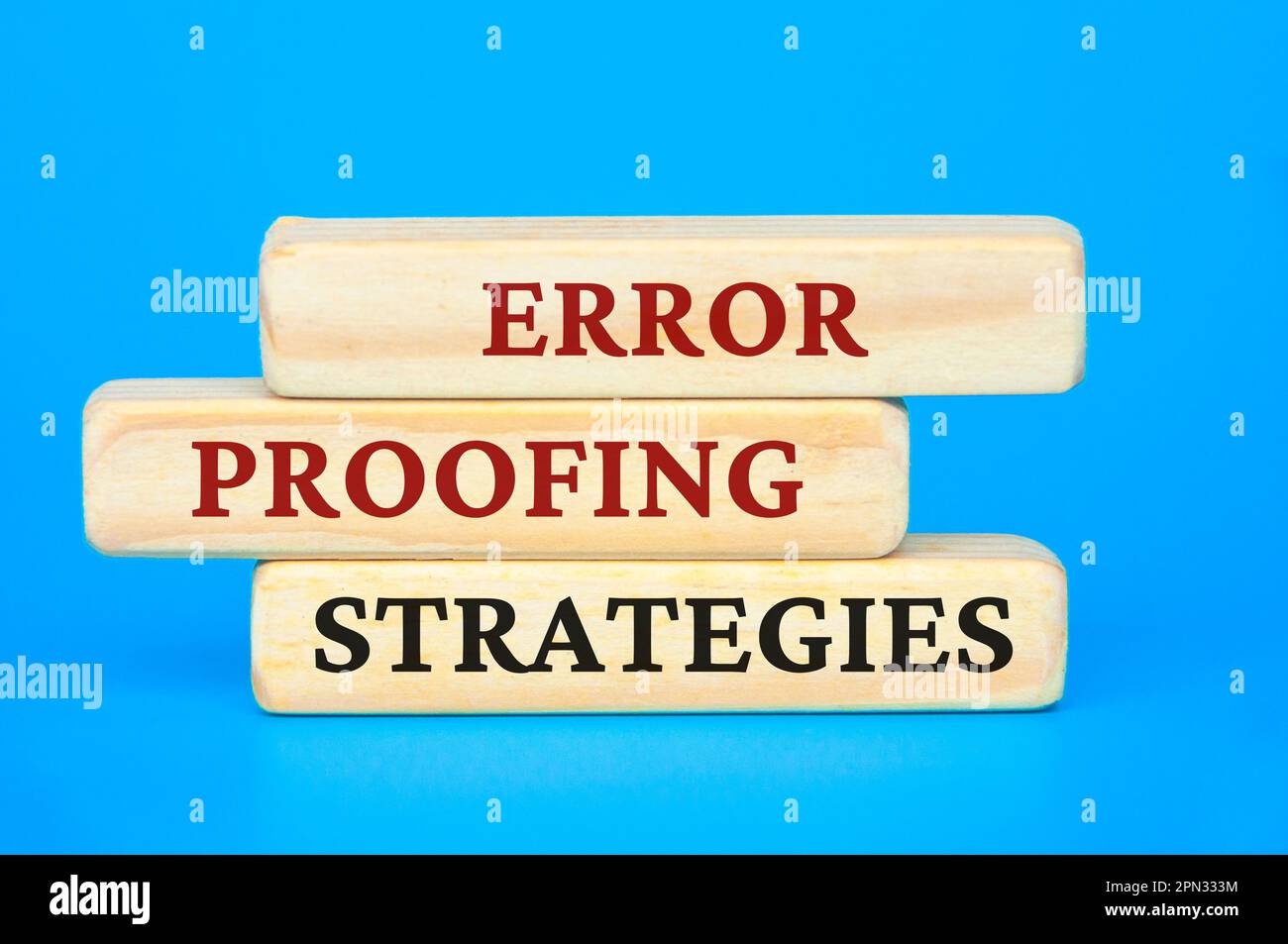 Error proofing strategies text on wooden blocks. Business culture and ...