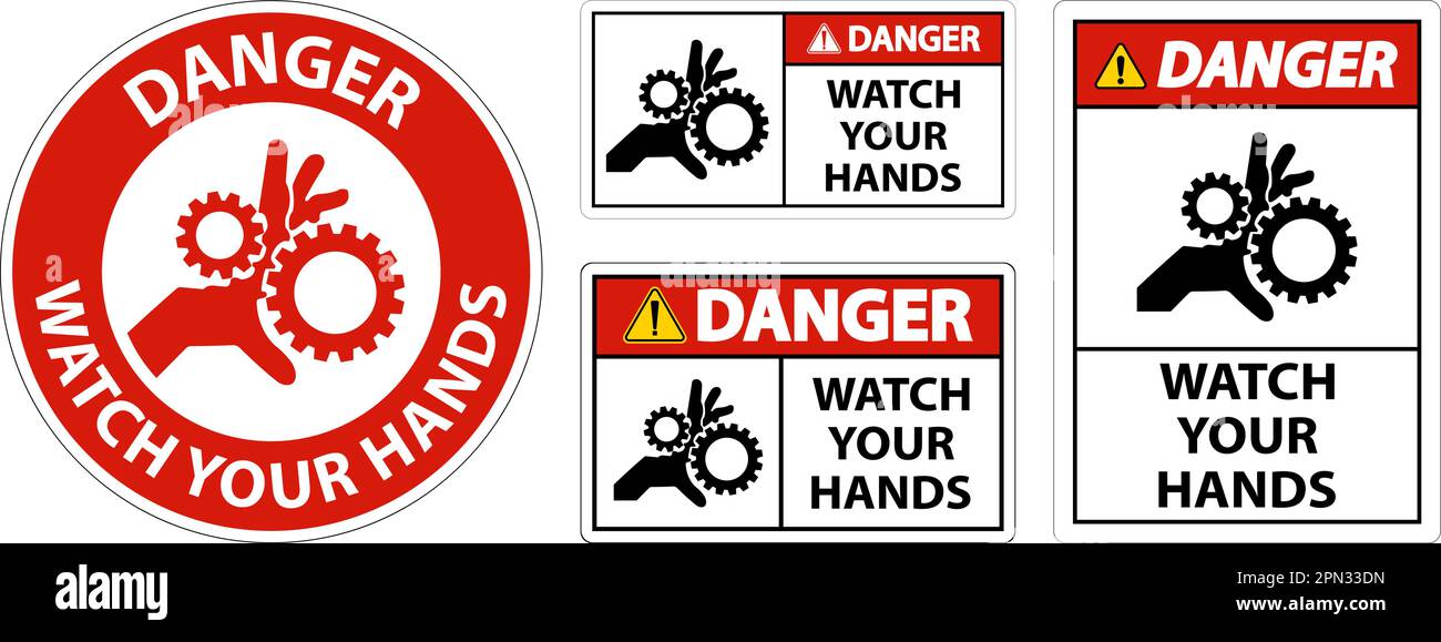 Danger Sign Watch Your Hands And Fingers Stock Vector Image & Art - Alamy