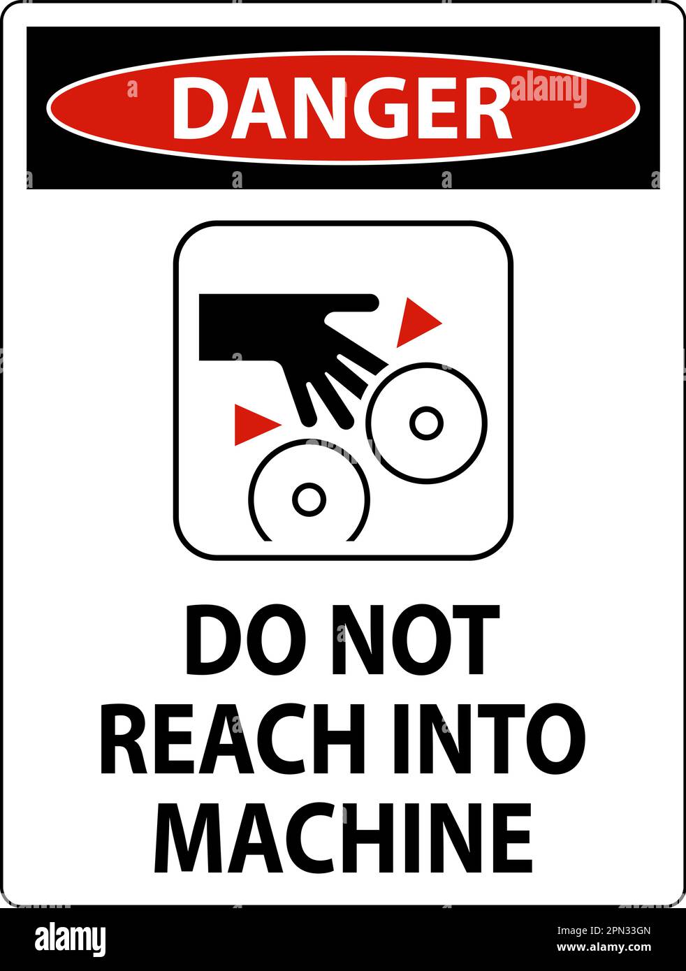 Danger Sign Do Not Reach Into Machine Stock Vector Image & Art - Alamy