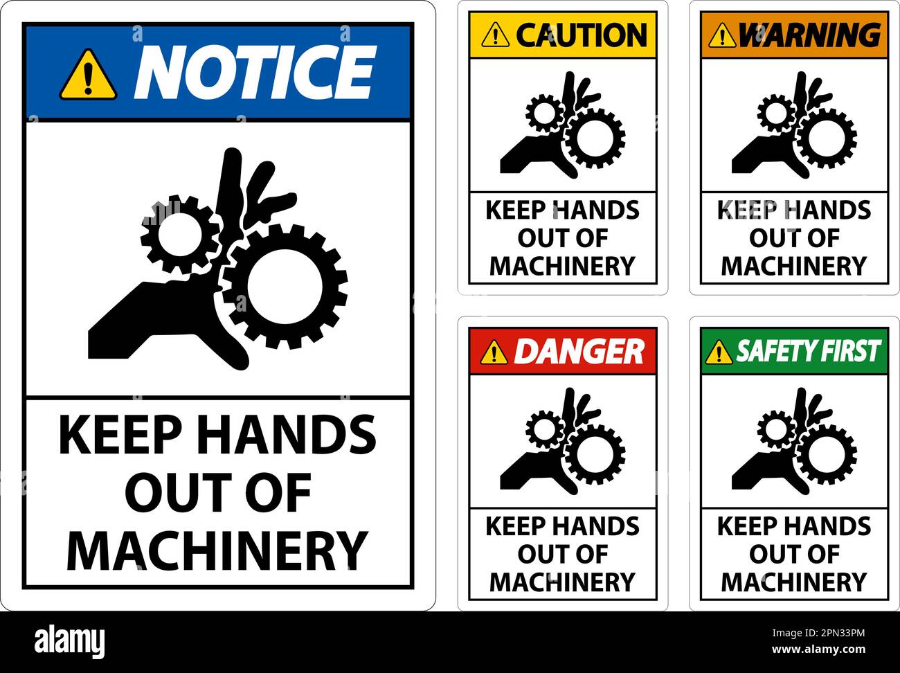 Warning Sign Keep Hands Out Of Machinery Stock Vector Image & Art - Alamy